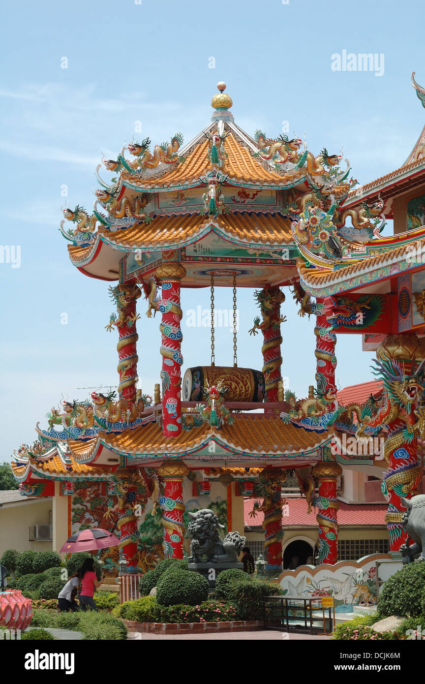 Drum tower pagoda at Ang Sila Chinese Temple or Wihan Thep Sathit Phra ...