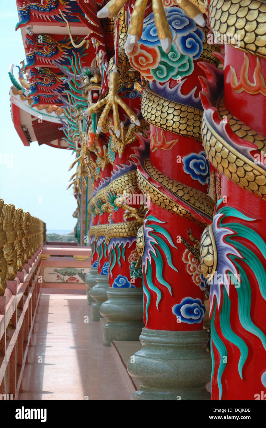 Painted columns and pillars balcony Ang Sila Chinese Temple or Wihan ...