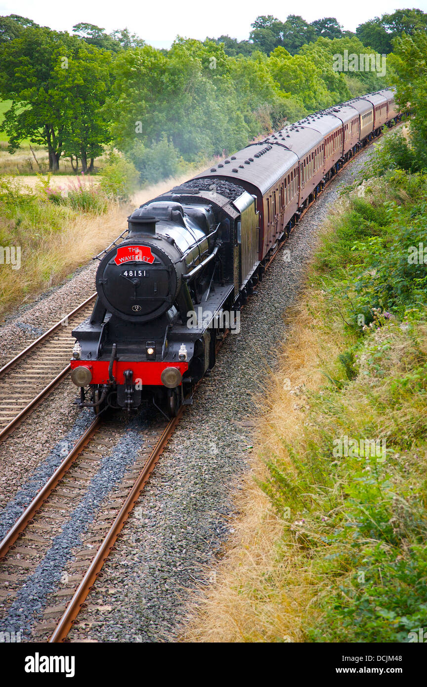 LMS Stanier Class 8F 48151, steam train near Scotby, Carlisle, Cumbria ...