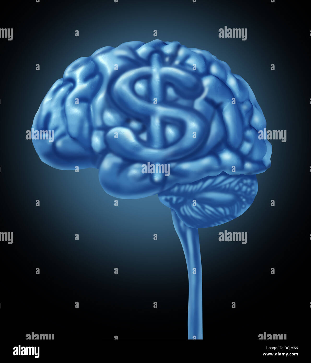 Financial brain business concept with a human thinking organ and a ...