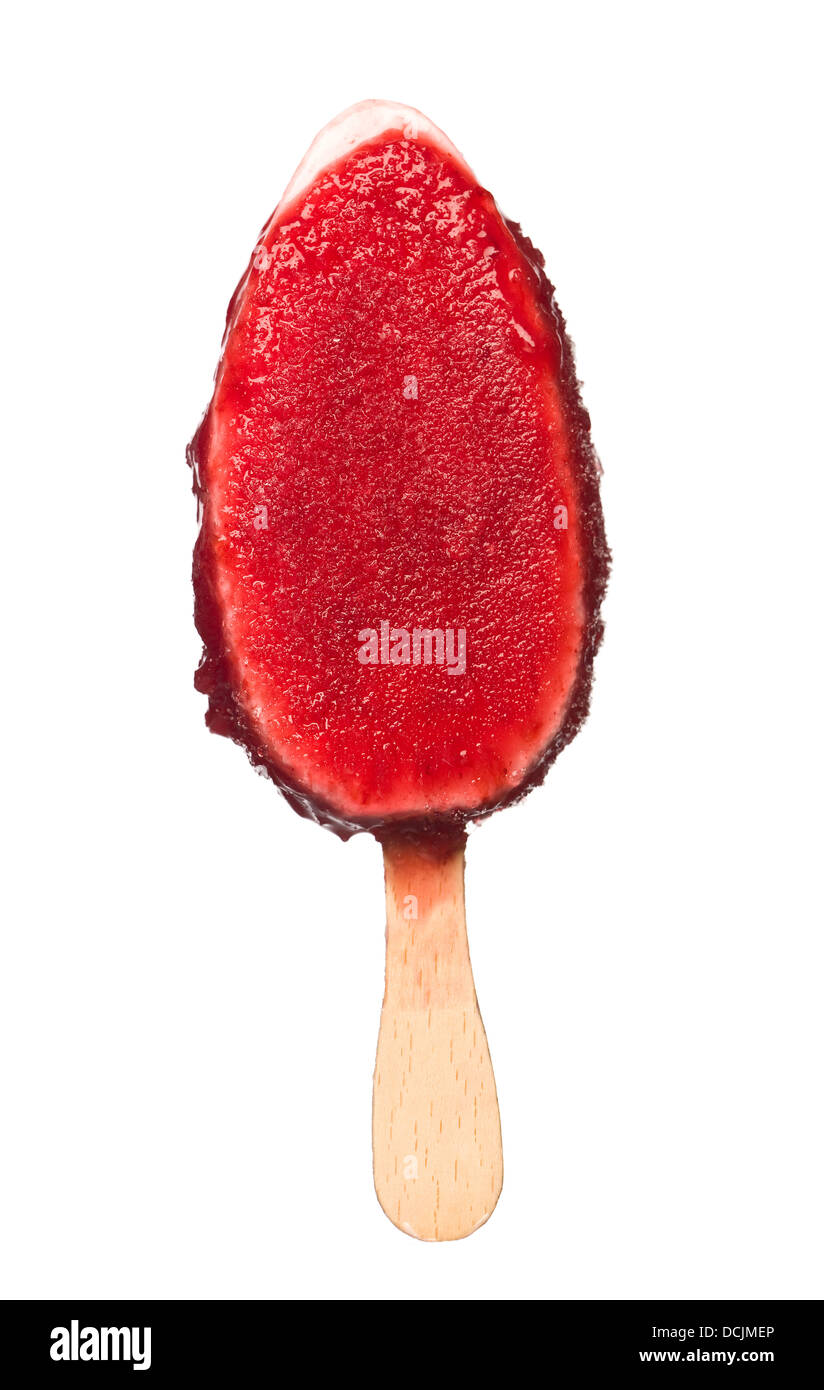 Red ice-cream melting isolated on white background Stock Photo - Alamy