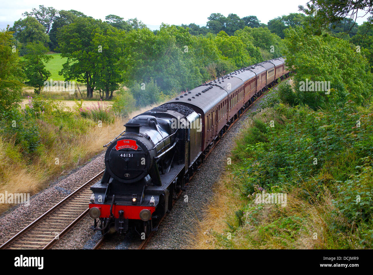 LMS Stanier Class 8F 48151, steam train near Scotby, Carlisle, Cumbria ...