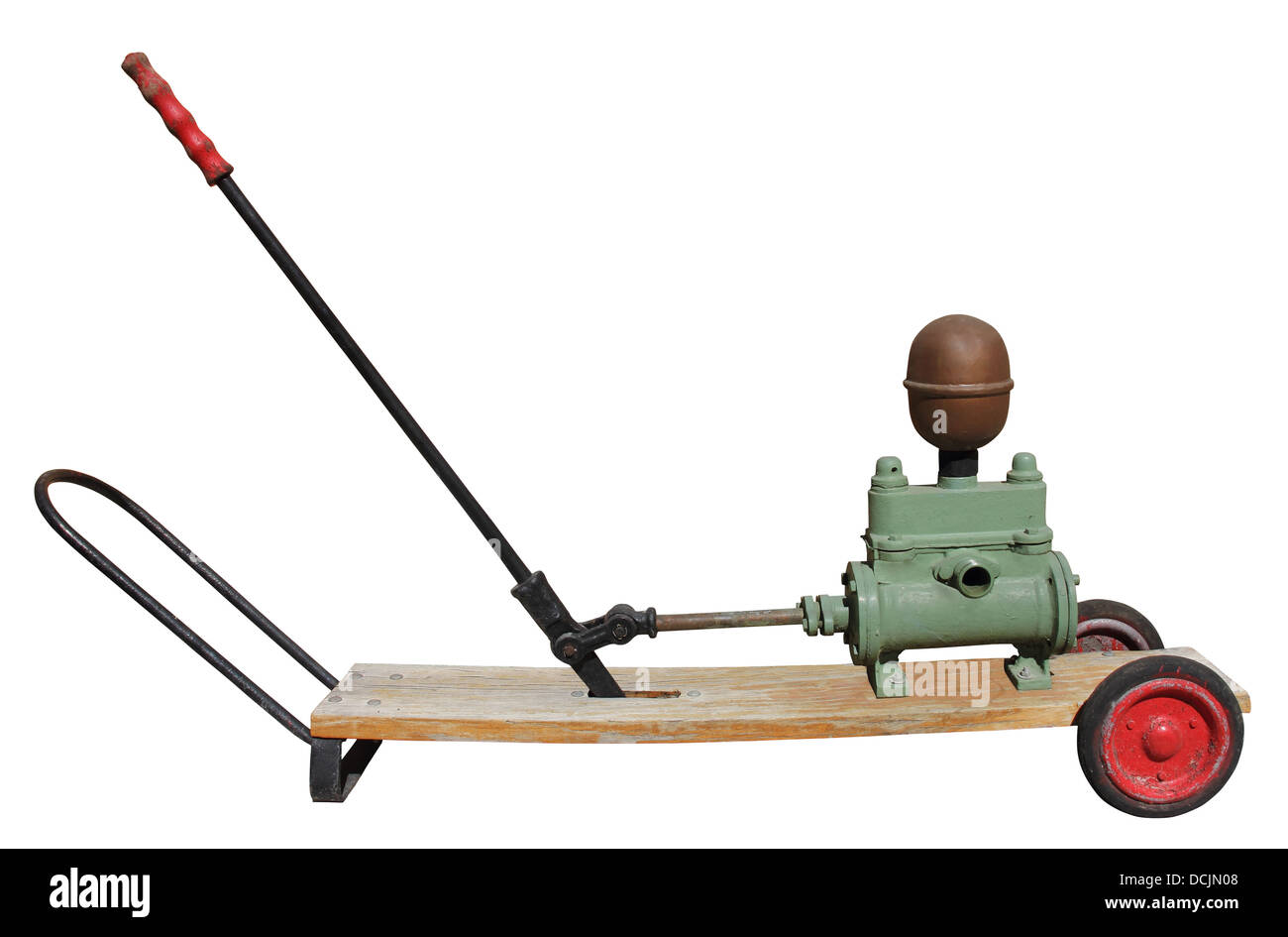 Old green hand pump isolated on a white background Stock Photo - Alamy