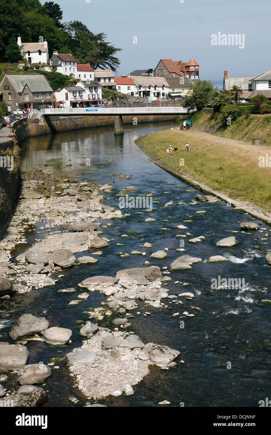 Lyn River and town Lynmouth Devon England UK Stock Photo - Alamy
