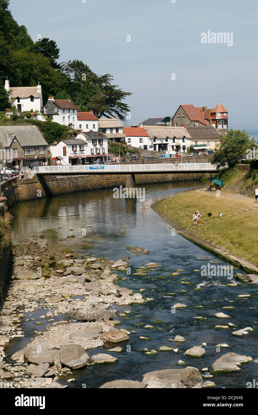 Lyn River and town Lynmouth Devon England UK Stock Photo - Alamy