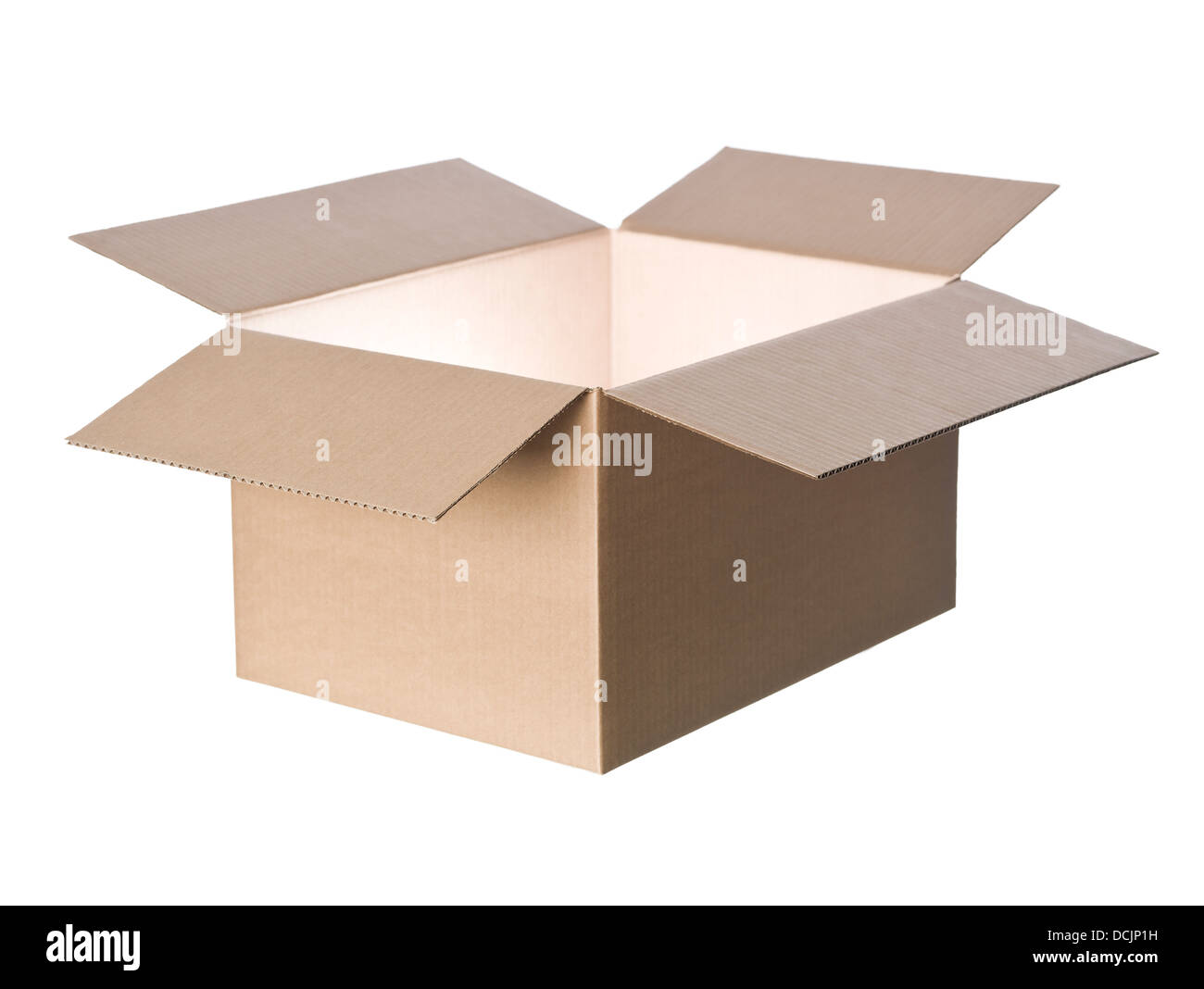 Open cardboard box with light in it Stock Photo - Alamy