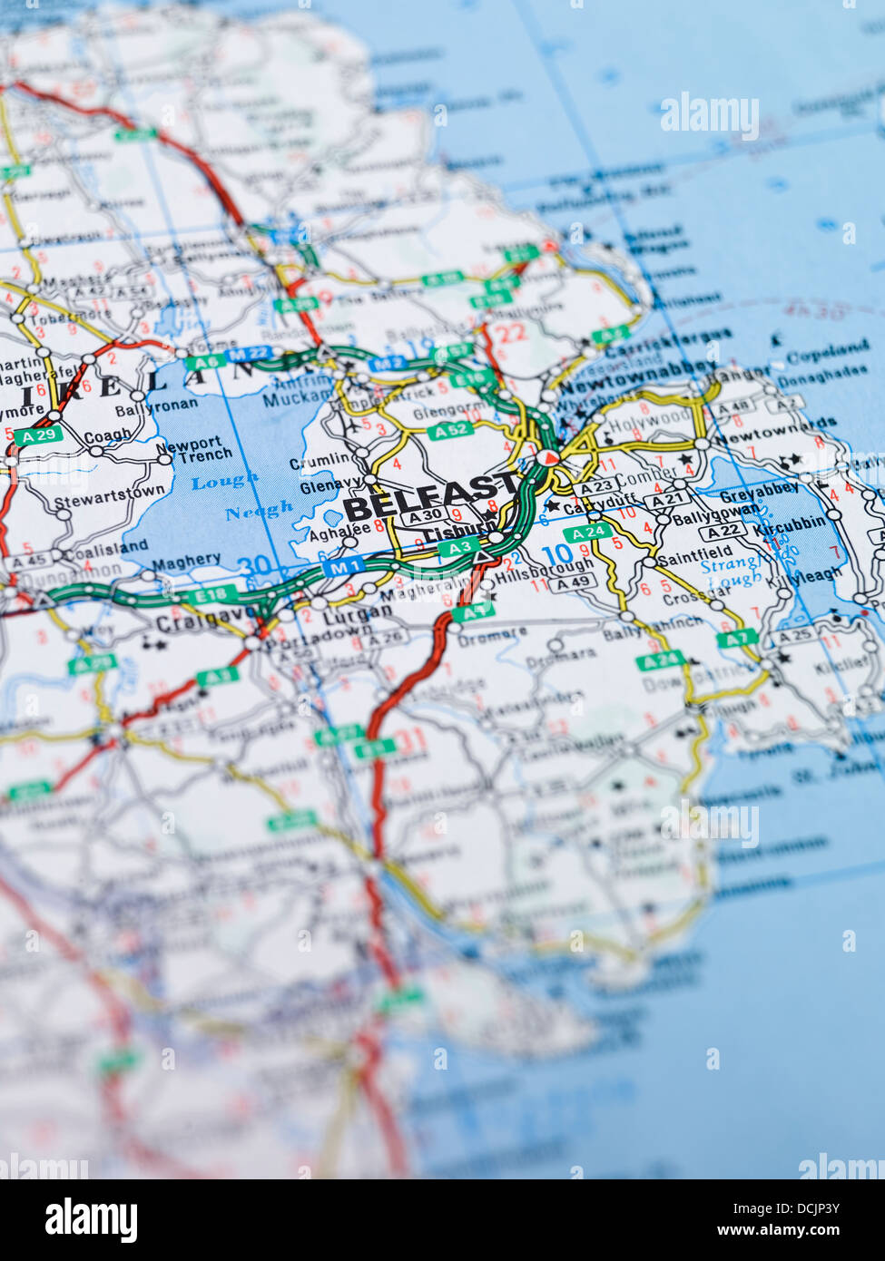 Map of Belfast in Northern Ireland Stock Photo - Alamy