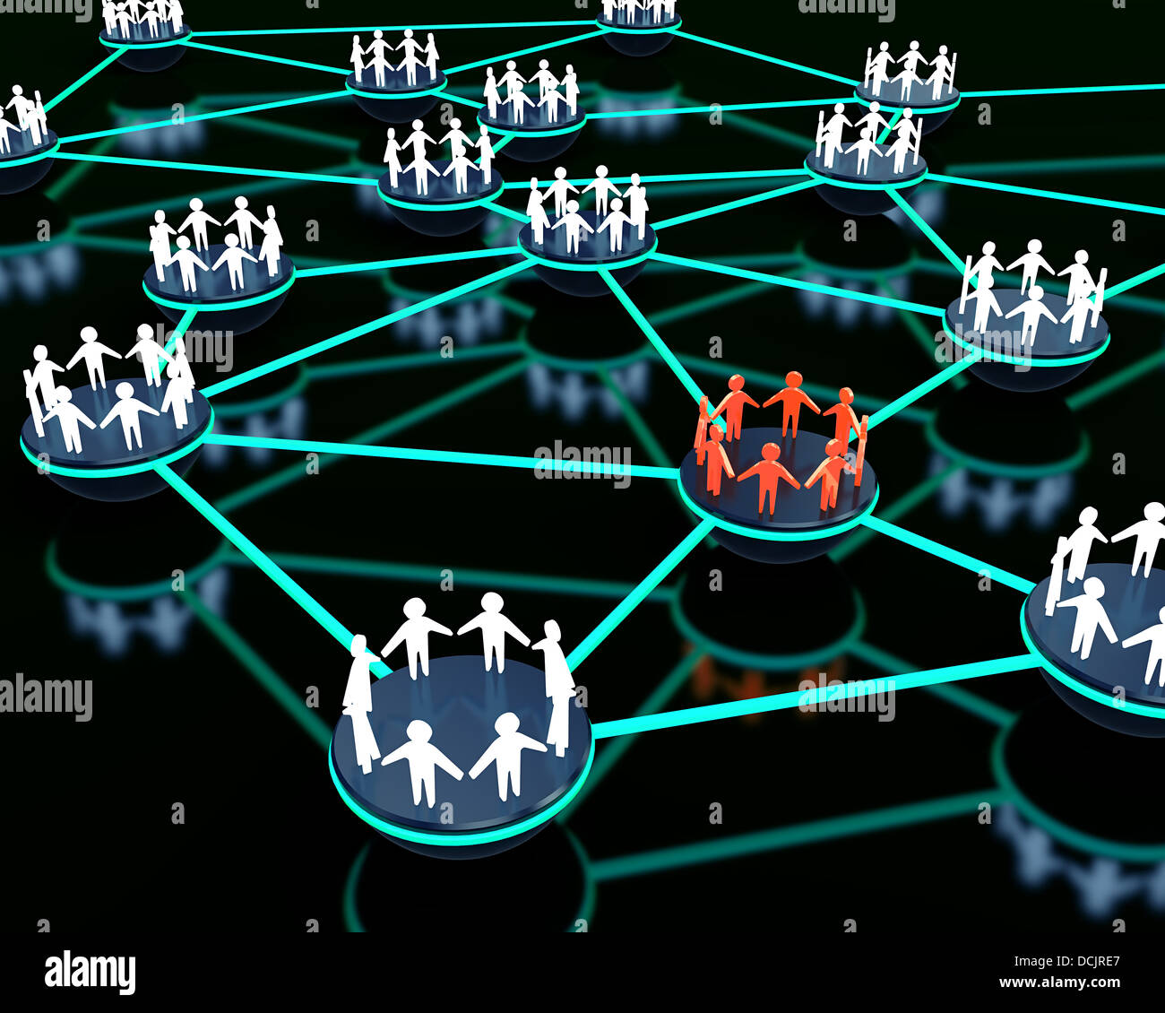 3d render of social network with group of people standing out from the ...