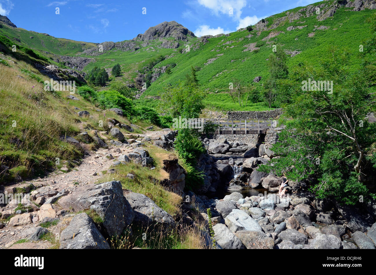 The Stickle Ghyll stream flowing into Langdale - the walking route for ...