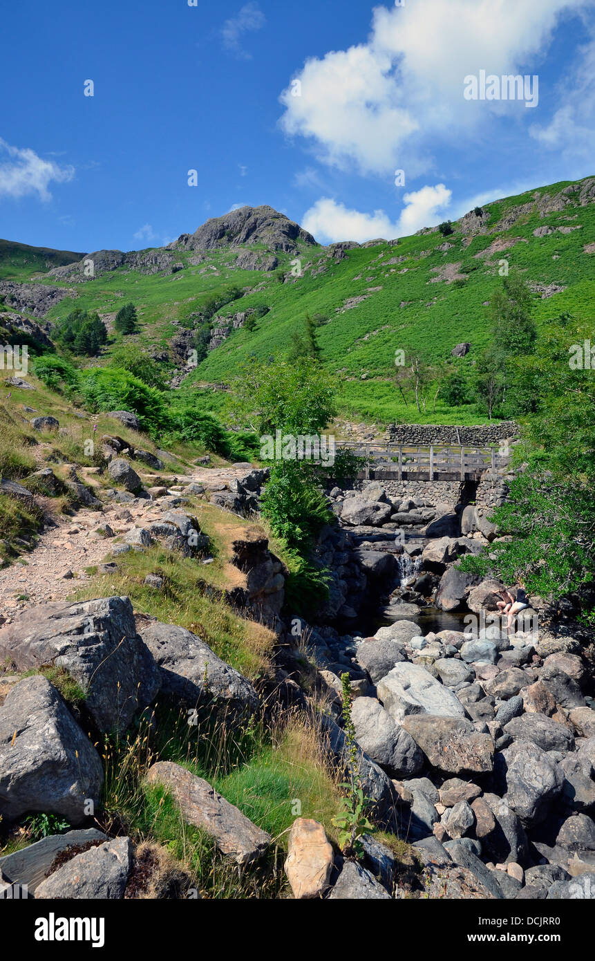 The Stickle Ghyll stream flowing into Langdale - the walking route for ...