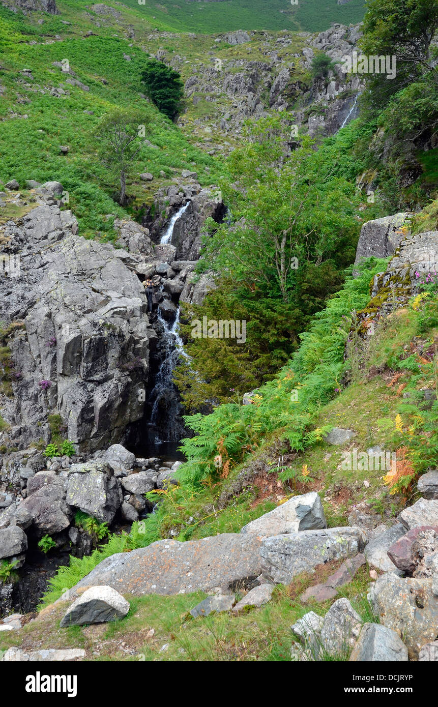 The Stickle Ghyll stream flowing into Langdale - the walking route for ...