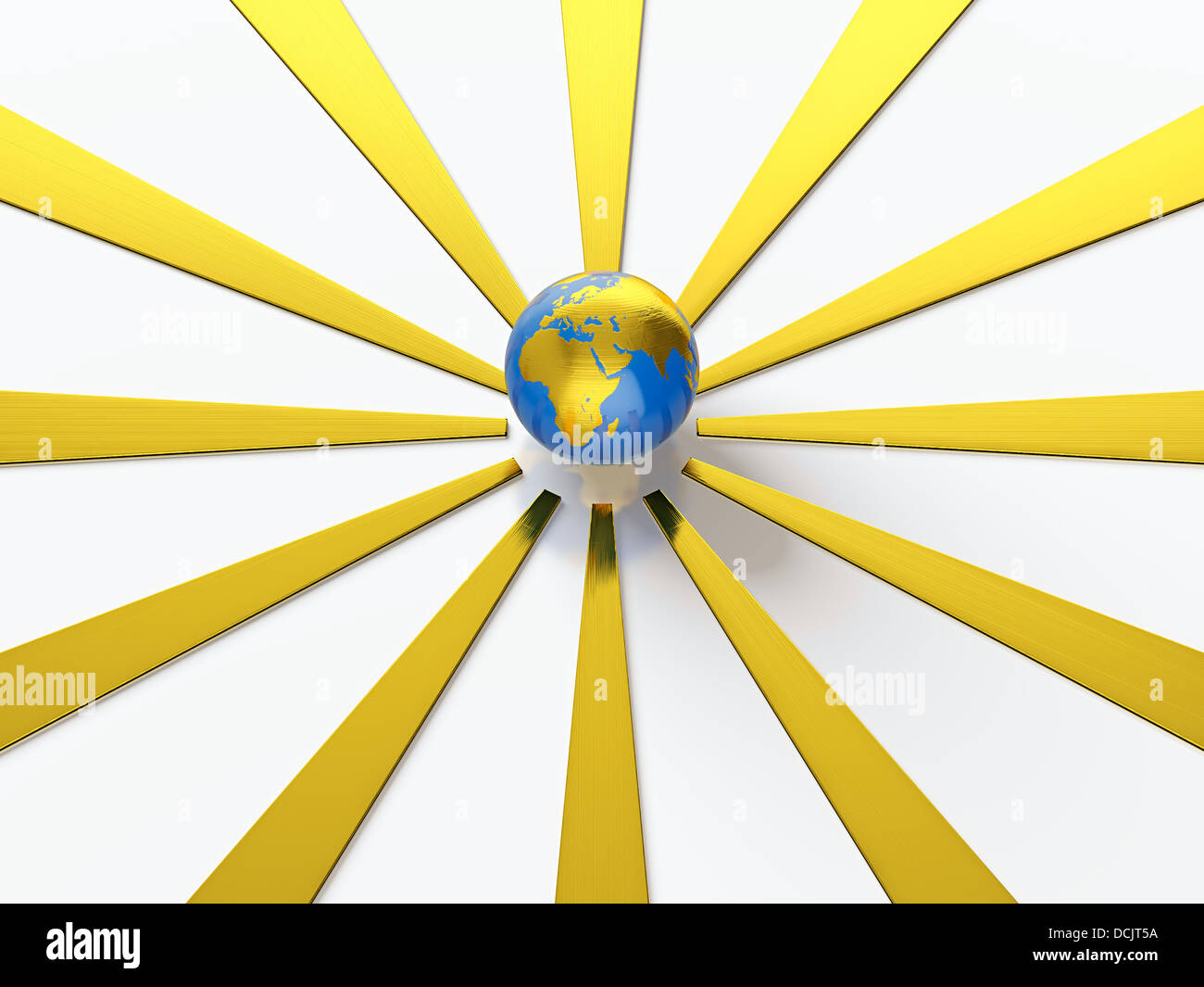 3D render of Earth spreading out golden rays Stock Photo - Alamy