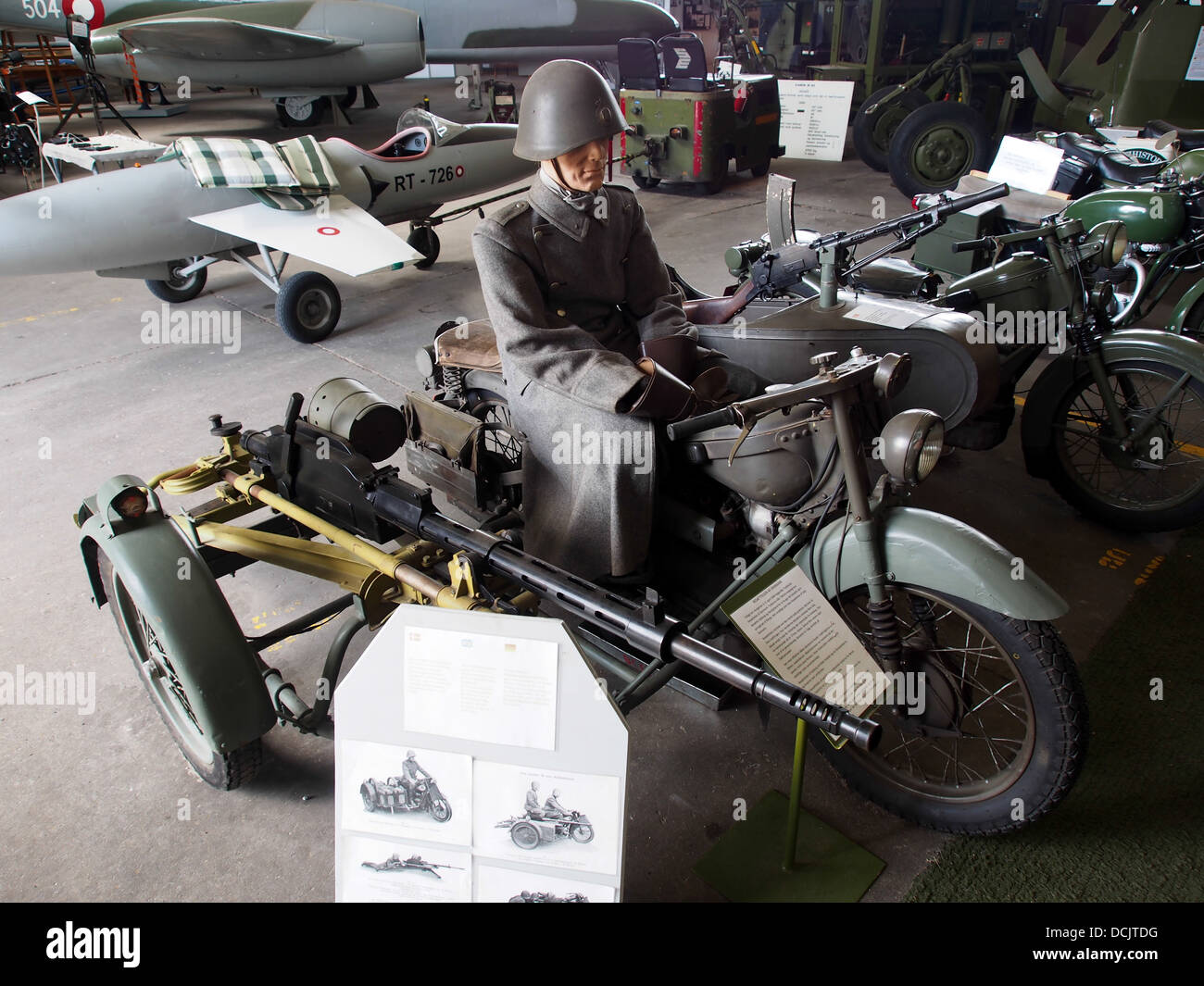 Nimbus motorcycle with site car and mounted Madsen machine gun Stock ...