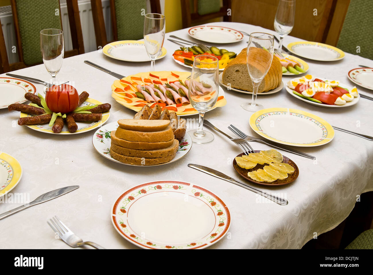 Festively covered table, with various dishes Stock Photo - Alamy