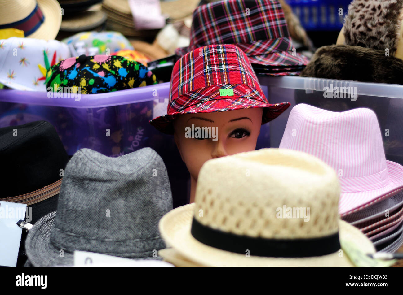 Hat Stall,Chesterfield Market,Derbyshire Stock Photo - Alamy