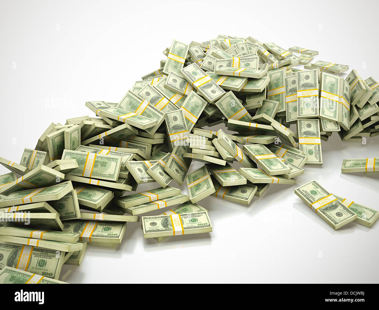 3d render of big heap of money on white background Stock Photo - Alamy