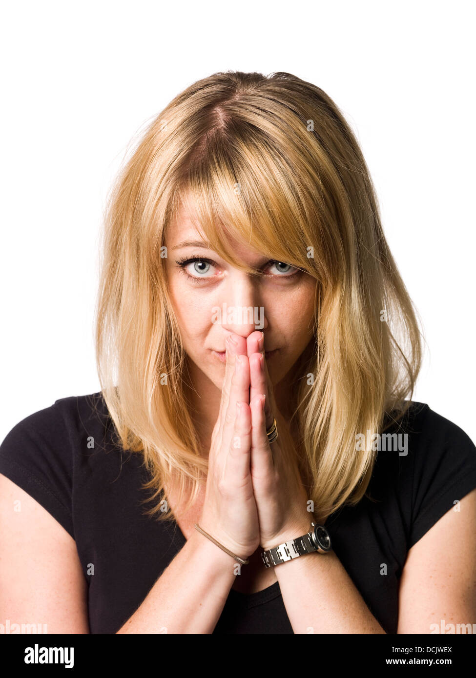 Portrait of a terrified woman Stock Photo - Alamy