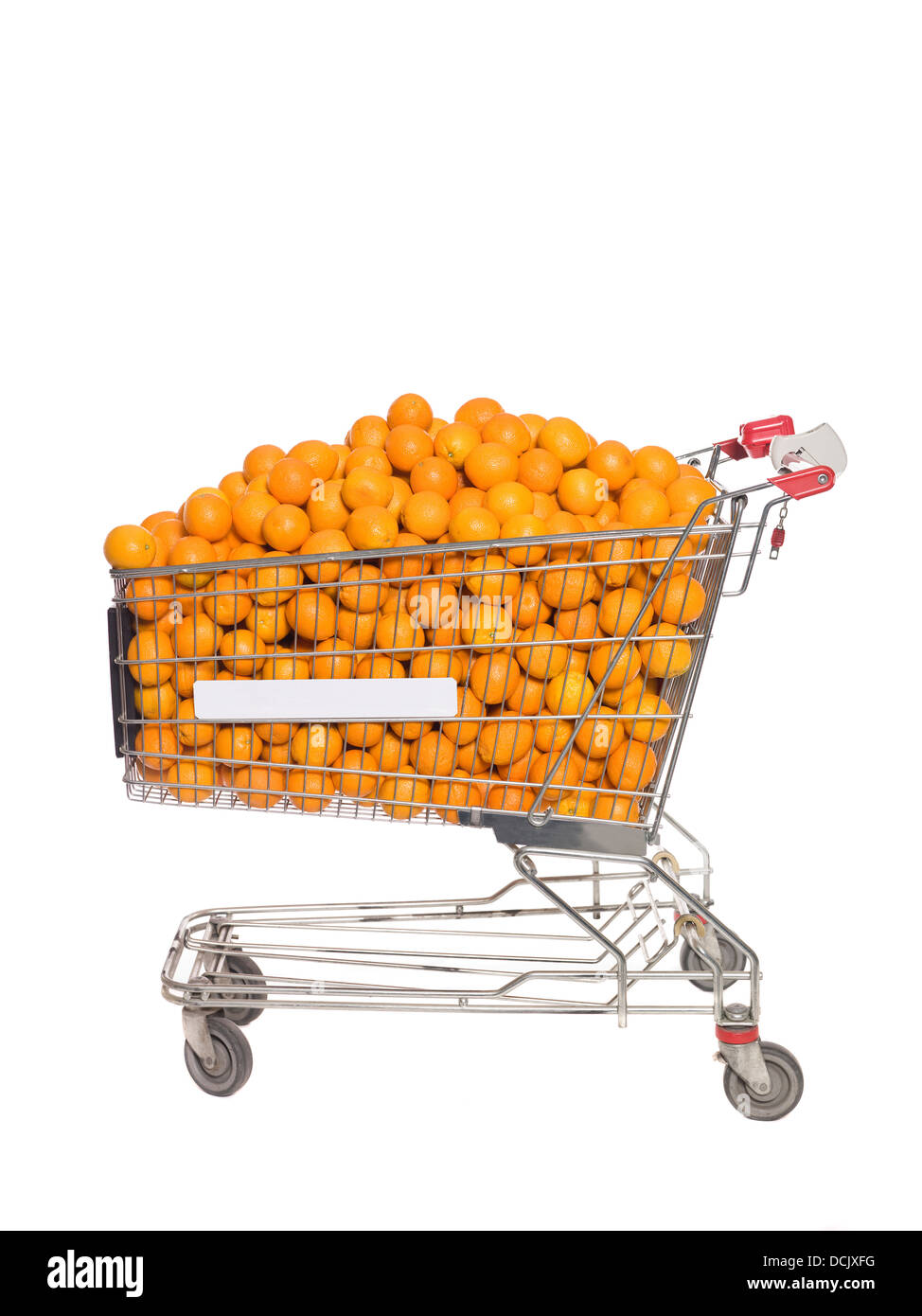 Shopping Cart with oranges isolated towards white background Stock ...