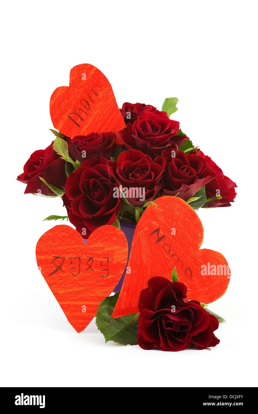 red roses and hearts Stock Photo - Alamy