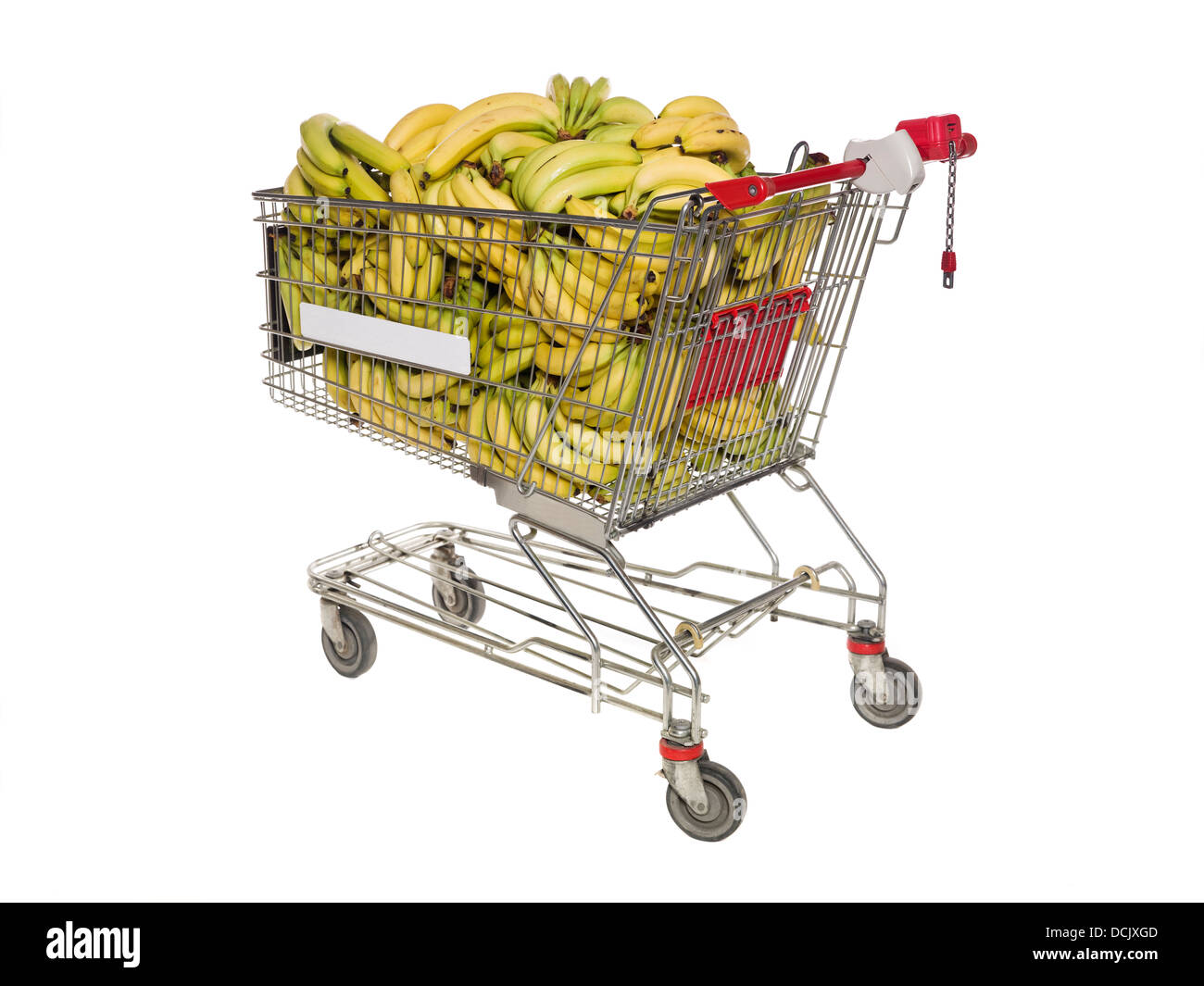 Shopping cart with bananas isolated towards white background Stock ...