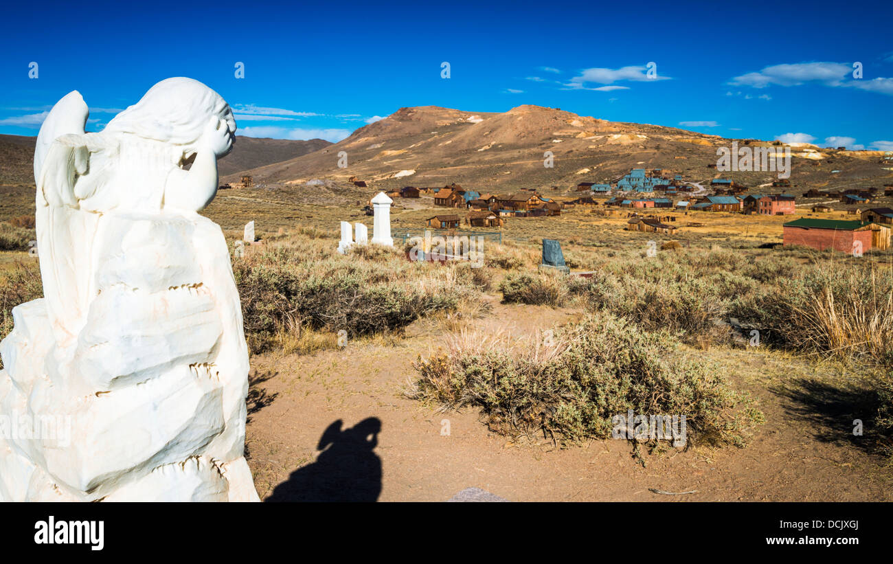 Angel headstone on a child's grave in the Bodie Cemetery, Bodie State ...