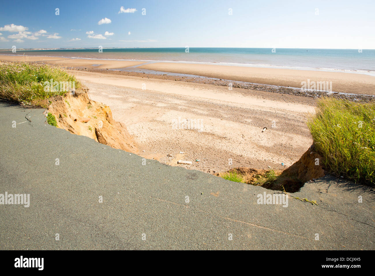A collapsed coastal road at between Skipsea and Ulrome on Yorkshires ...