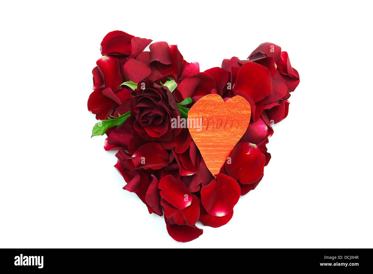 rose petal red heart and red rose Stock Photo - Alamy
