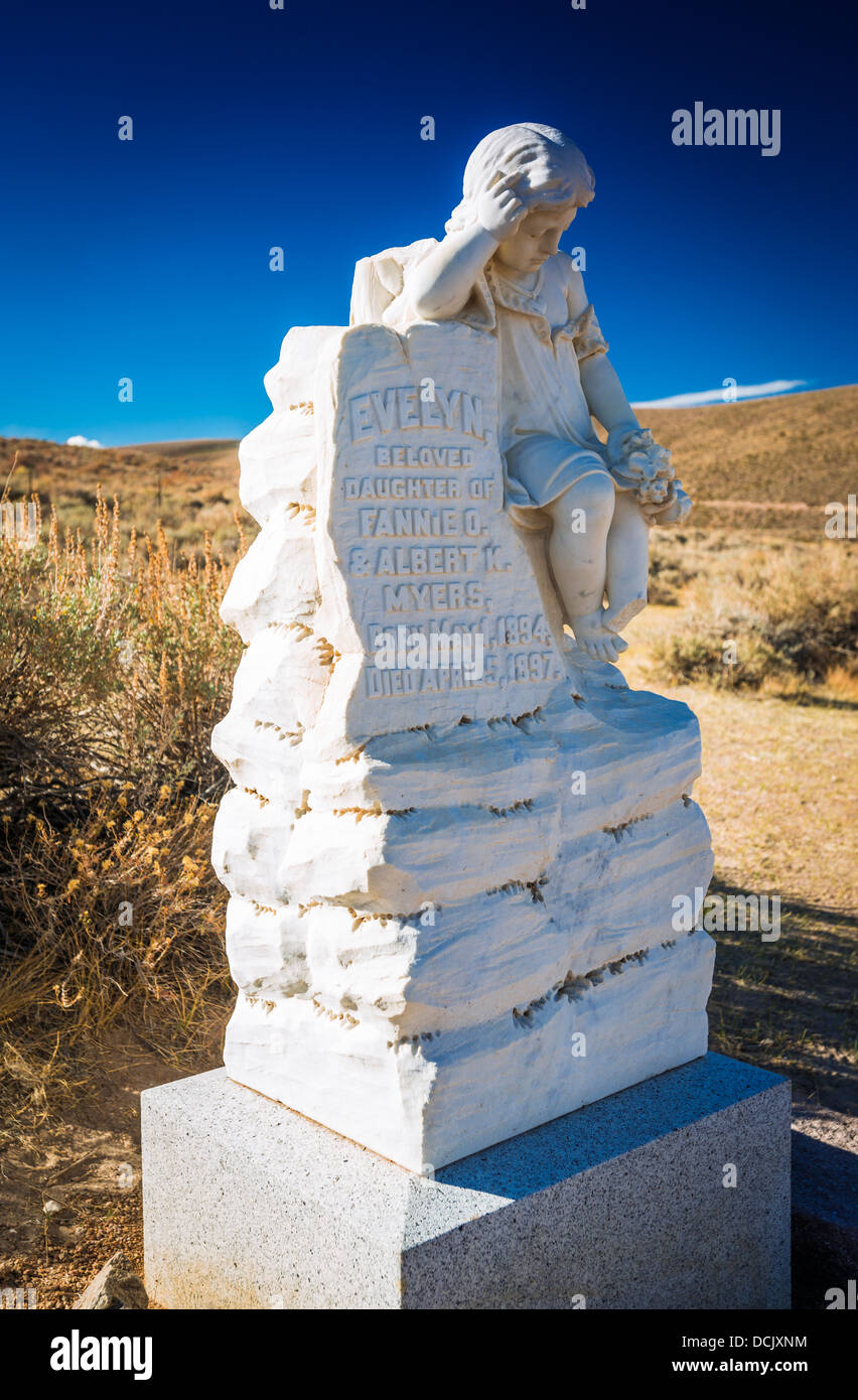 Angel headstone on a child's grave in the Bodie Cemetery, Bodie State ...