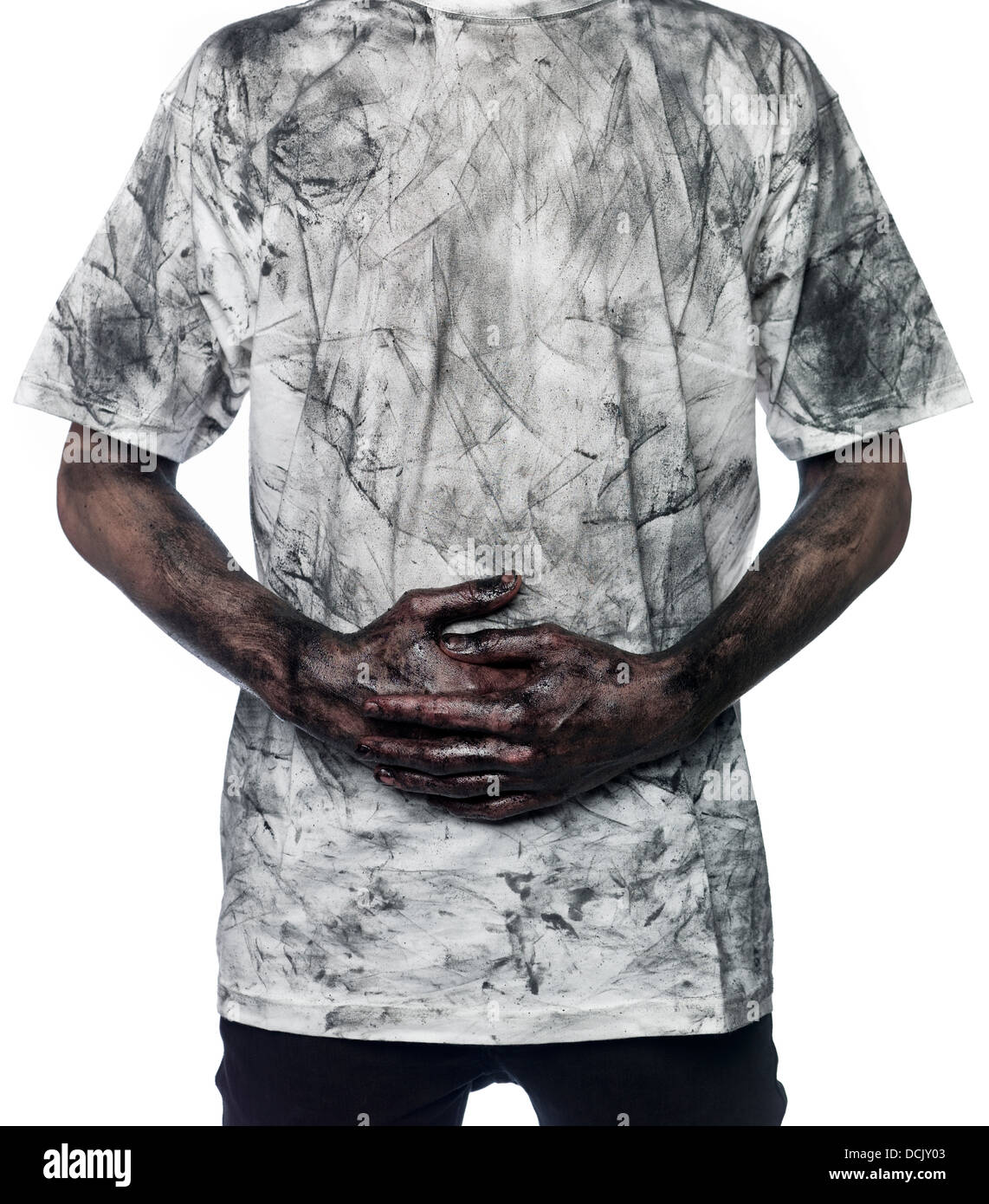 Very dirty man towards white background Stock Photo - Alamy