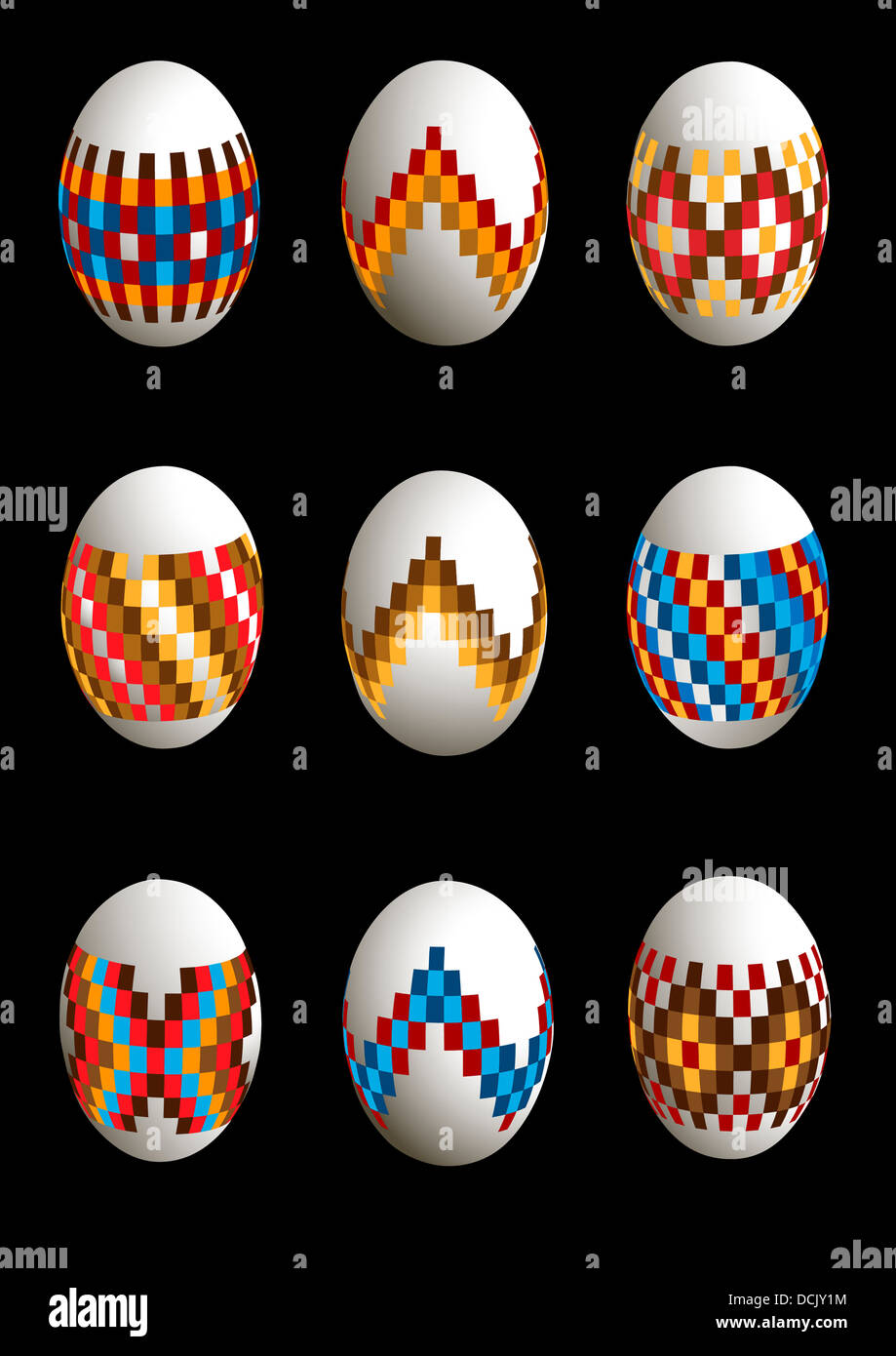 Collection of patterned Easter eggs Stock Photo - Alamy