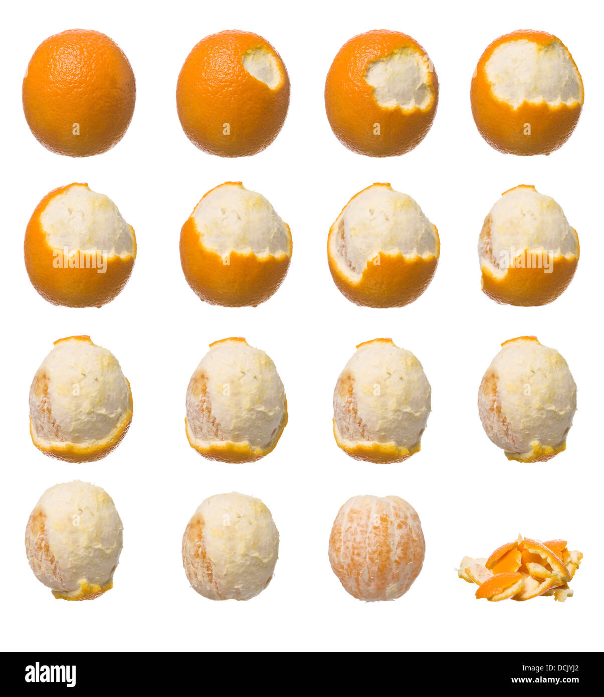 Orange getting more and more peeled Stock Photo - Alamy