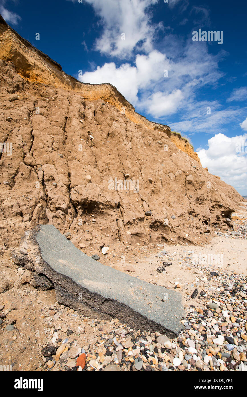 A collapsed coastal road at between Skipsea and Ulrome on Yorkshires ...