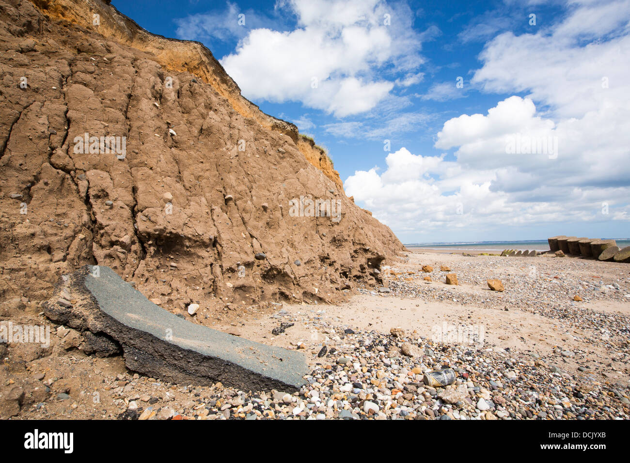 A collapsed coastal road at between Skipsea and Ulrome on Yorkshires ...