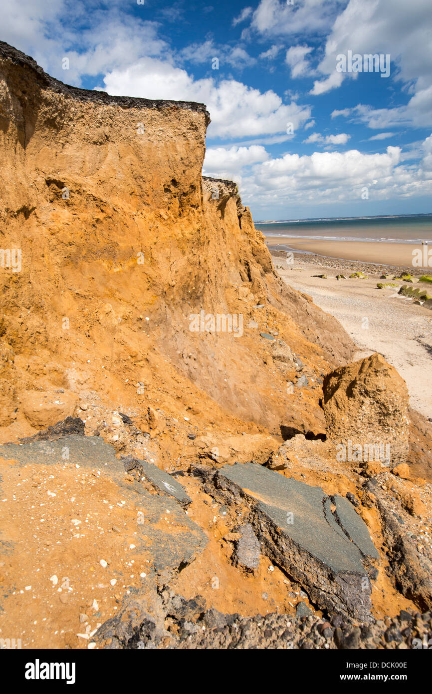 A collapsed coastal road at between Skipsea and Ulrome on Yorkshires ...