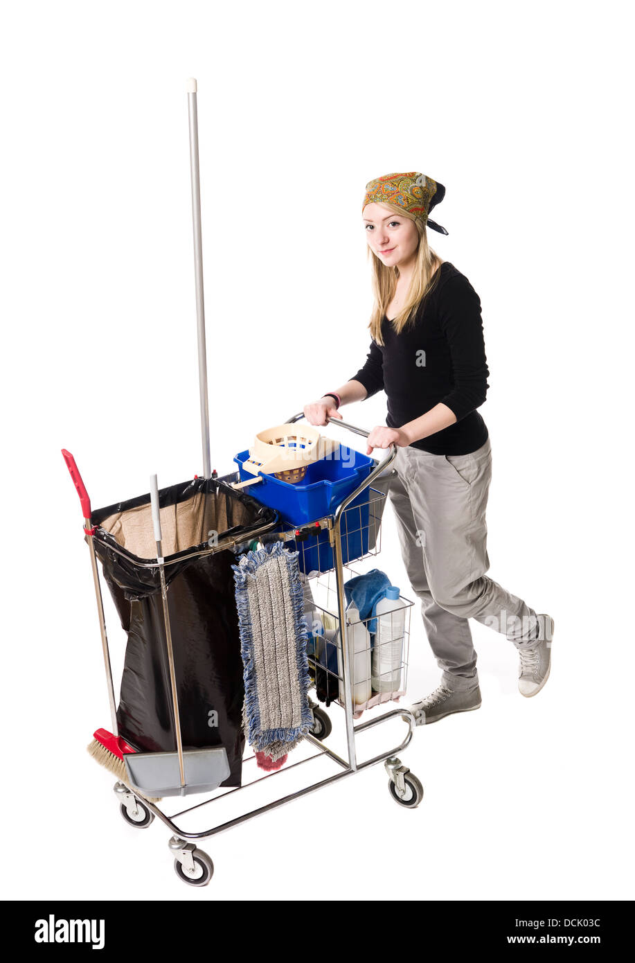 Cleaning lady cart hi-res stock photography and images - Alamy