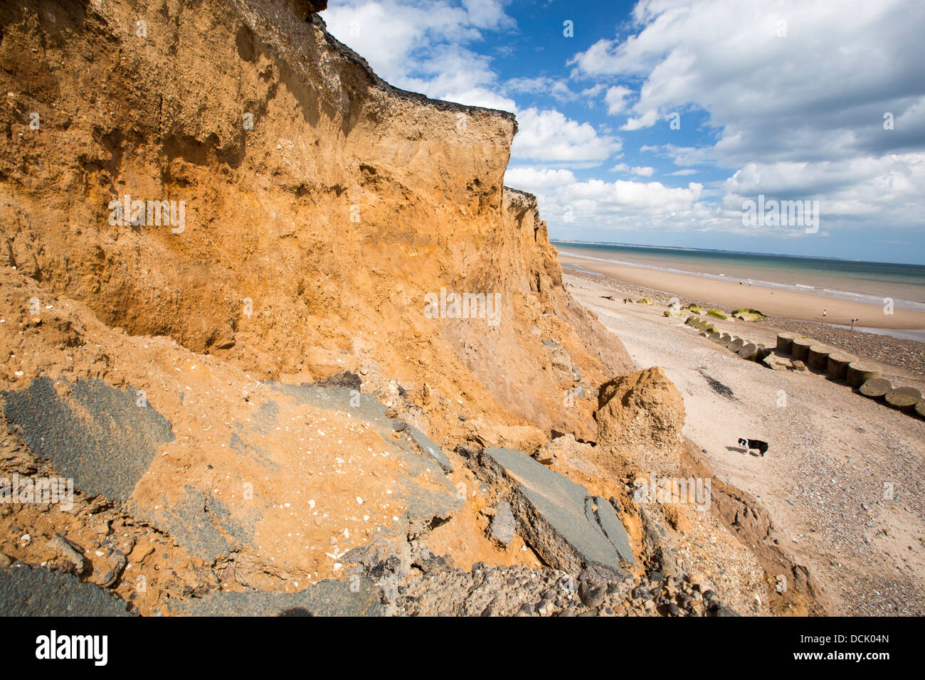 A collapsed coastal road at between Skipsea and Ulrome on Yorkshires ...