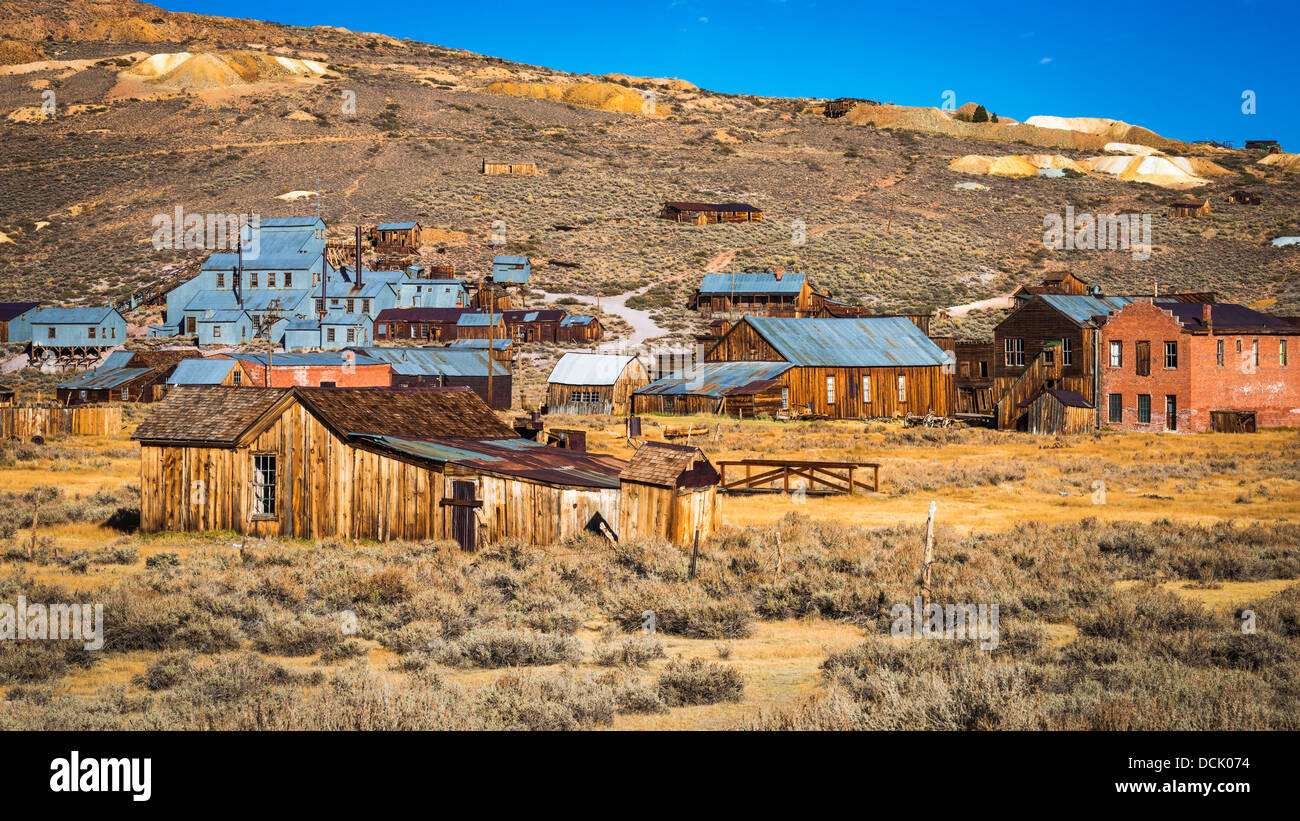 Weathered buildings in the ghost town of Bodie, Bodie State Historic ...