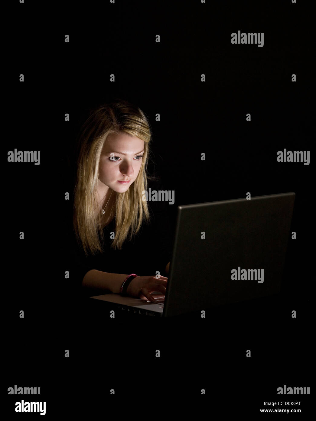 girl infront of a computer Stock Photo - Alamy