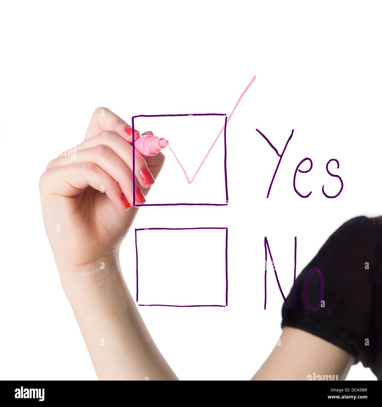 Filling in the yes-box Stock Photo - Alamy