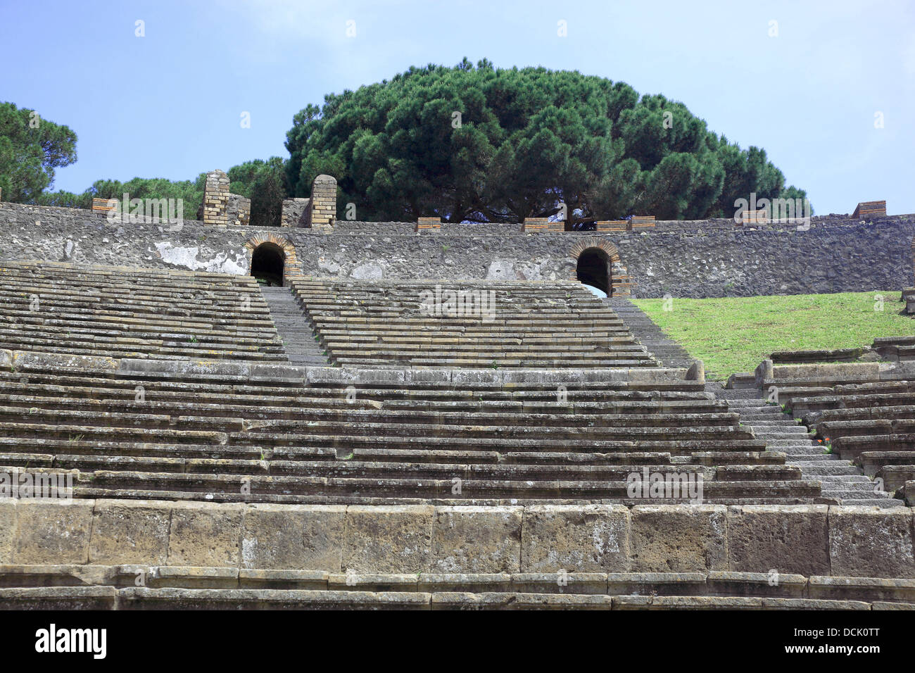 Ruins of the great amphitheater in Pompeii, Campania, Italy Stock Photo ...
