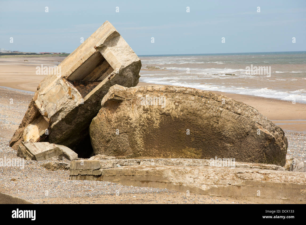 The Remains of a gun emplacement at the Godwin battery on the beach at ...