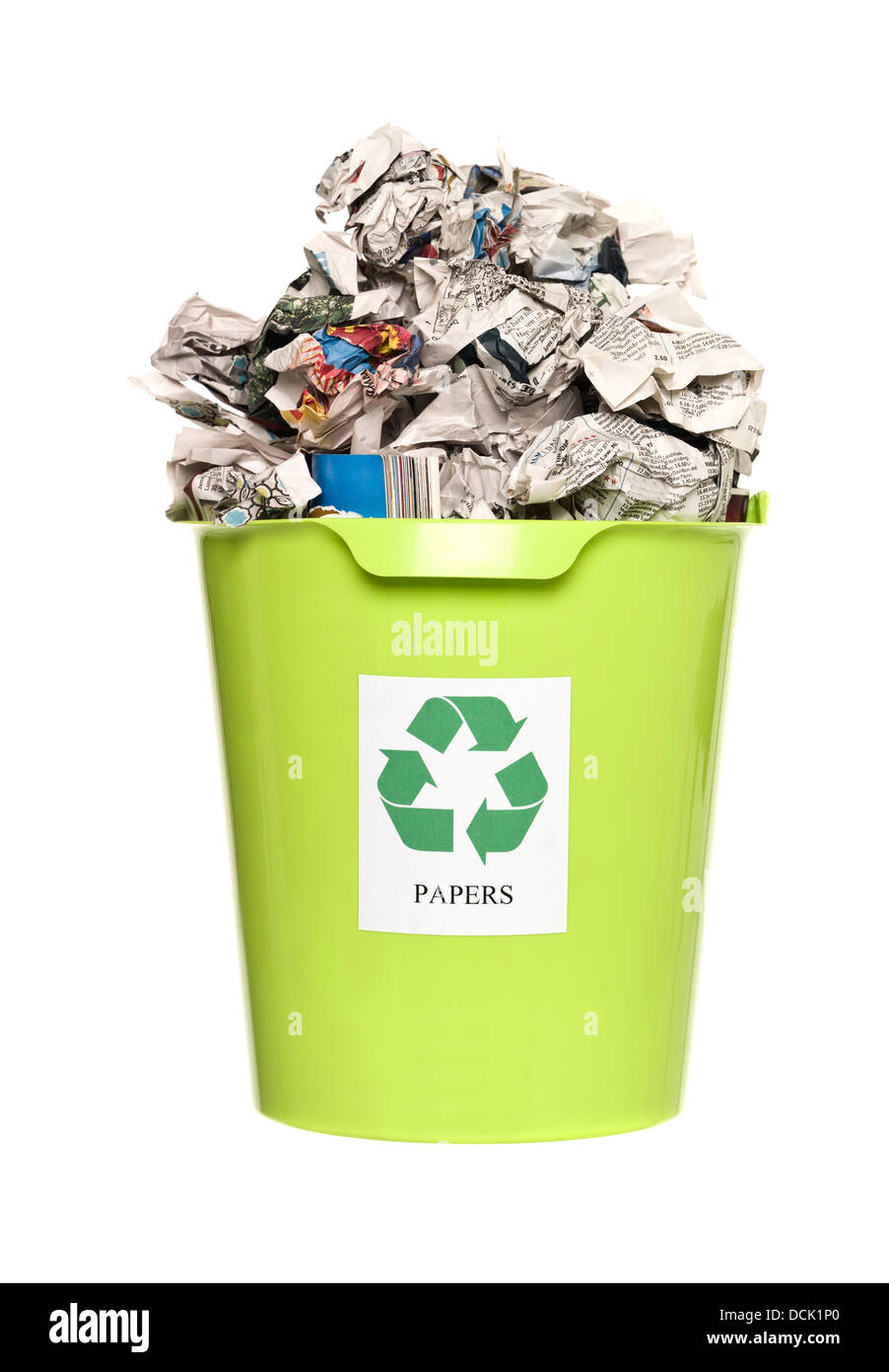Recycling bin with paper Stock Photo - Alamy