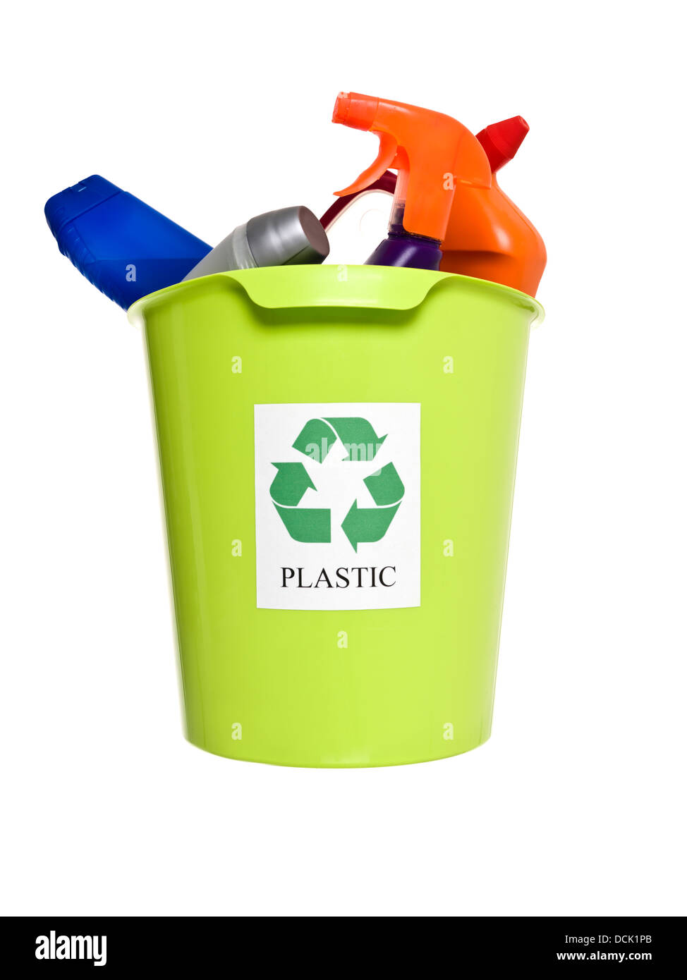 Recycling bin with plastic products Stock Photo - Alamy
