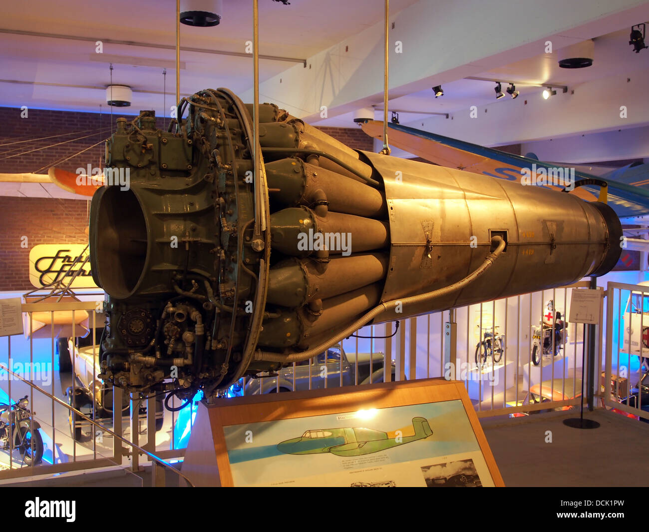 The De Havilland Goblin III engine is displayed at the Teknikens och ...