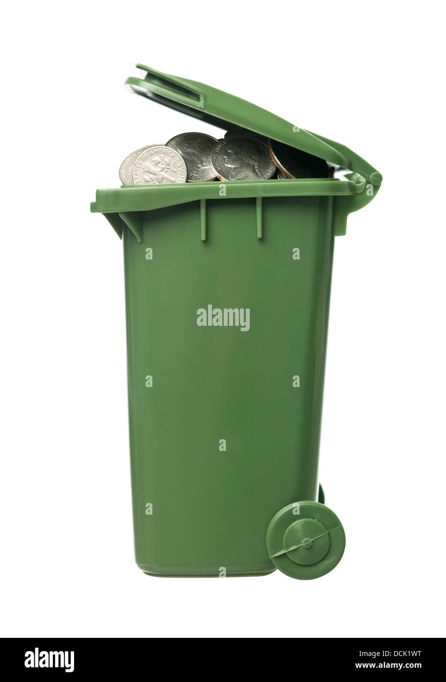 Recycling Bin with coins Stock Photo - Alamy