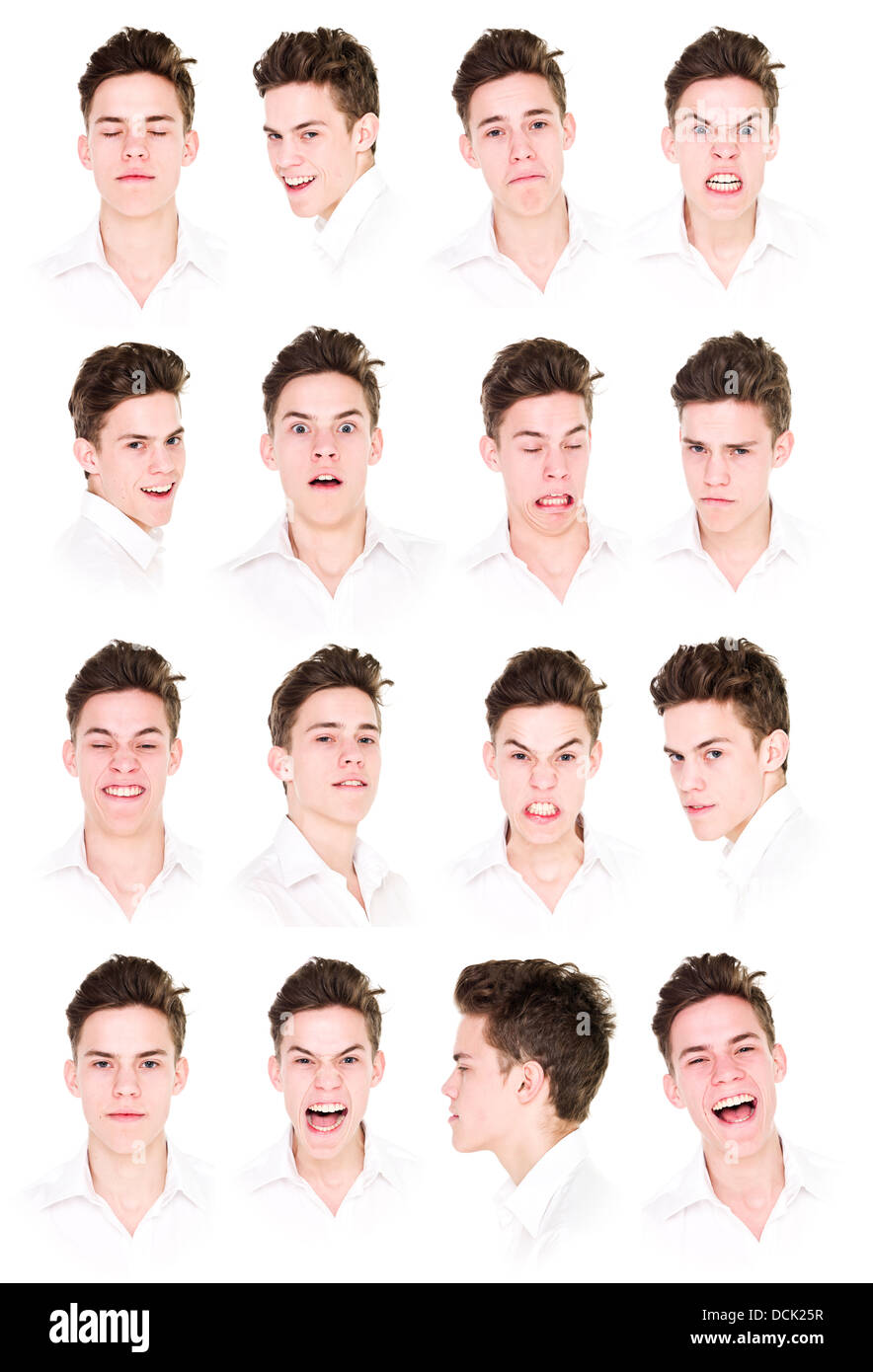 16 portraits of a man Stock Photo - Alamy