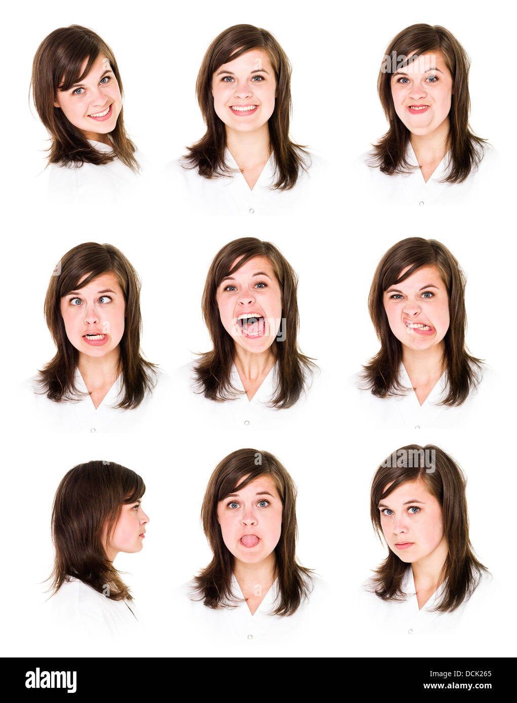 Nine portraits of a woman Stock Photo - Alamy