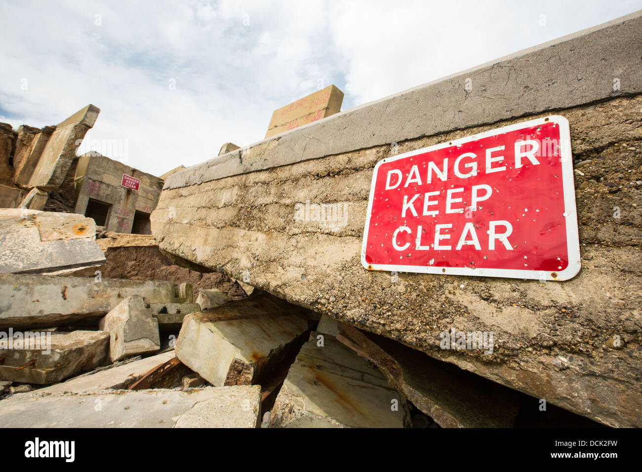 The Remains of a gun emplacement at the Godwin battery on the beach at ...