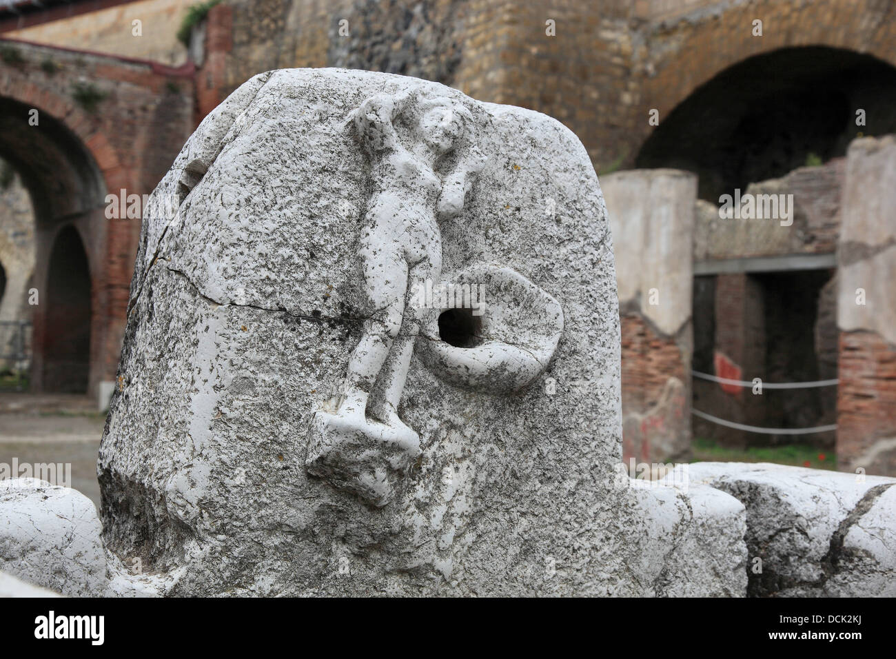 Drinking water wells in the ruins of Herculaneum, Campania, Italy Stock ...