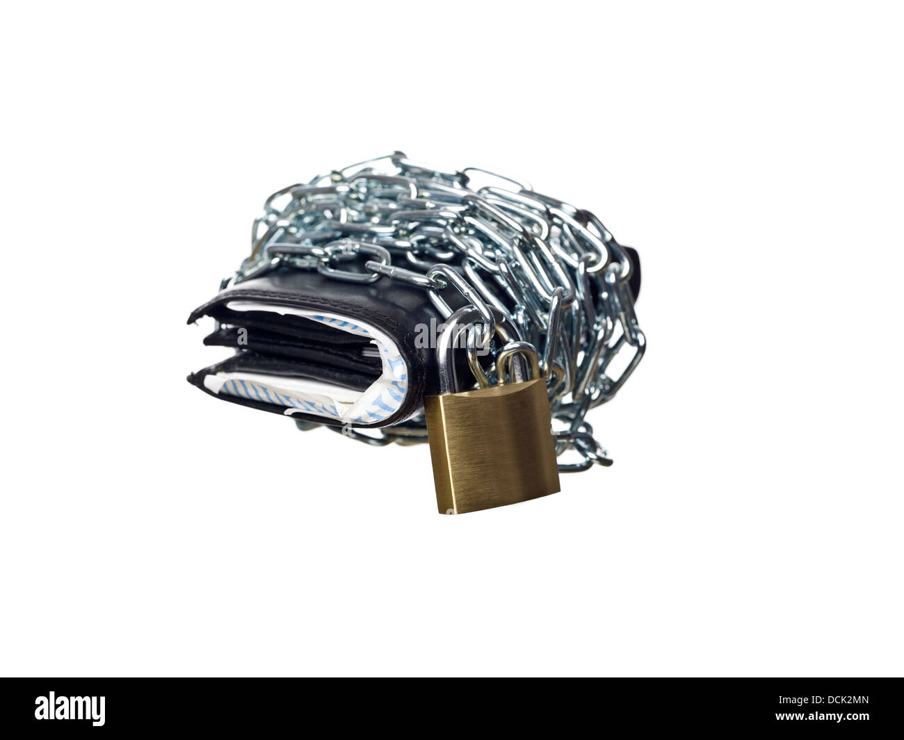 Wallet wrapped in chains Stock Photo - Alamy